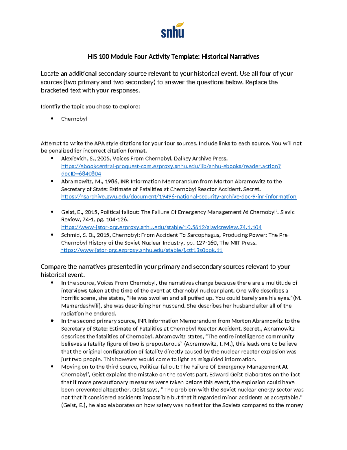 History 4-2 - HIS 100 Module Four Activity Template: Historical ...