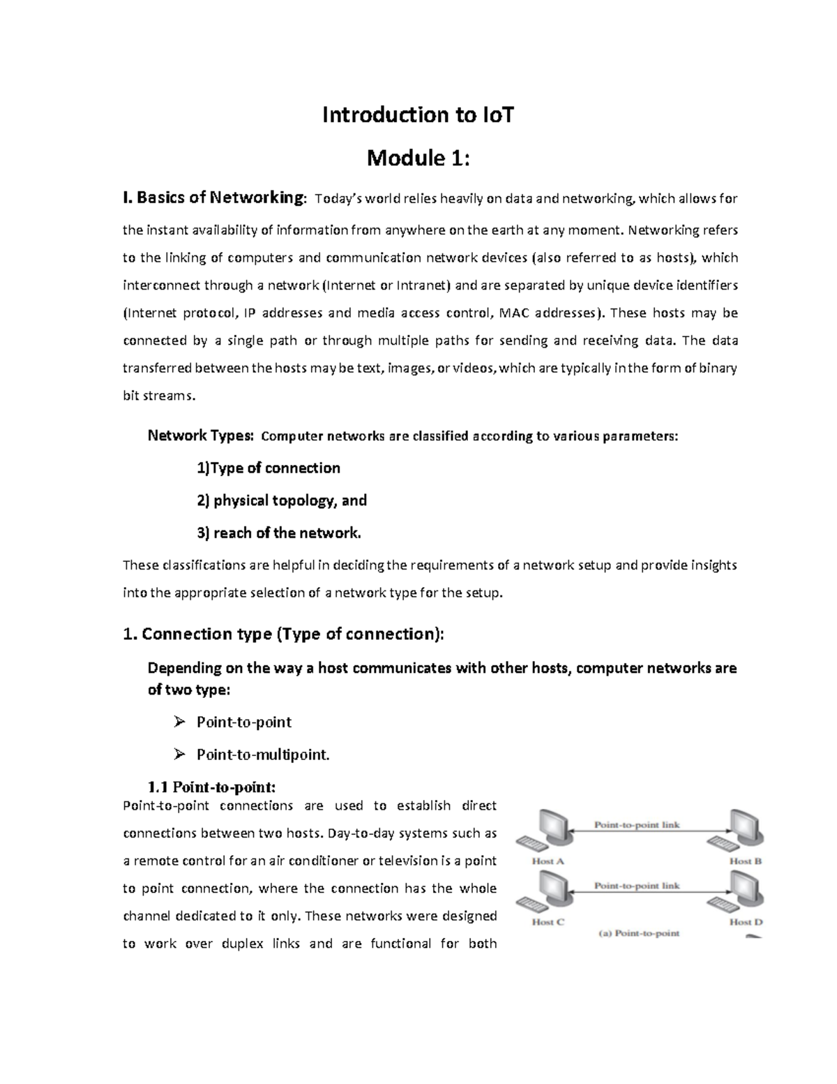 Introduction to Io T-module 1 - Introduction to IoT Module 1: I. Basics of Networking: Today’s ...