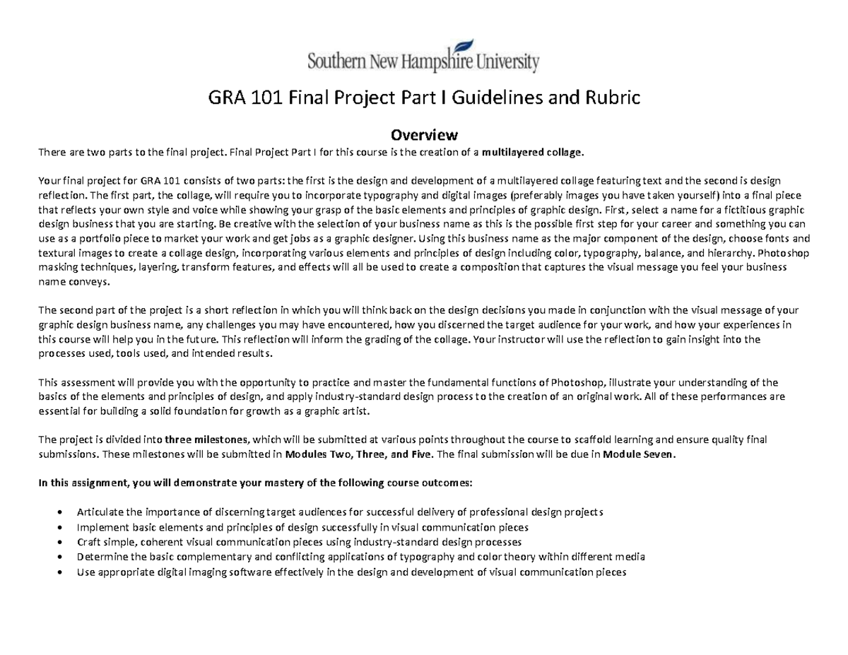 GRA 101 Final Project Part I Document - GRA 101 Final Project Part I ...