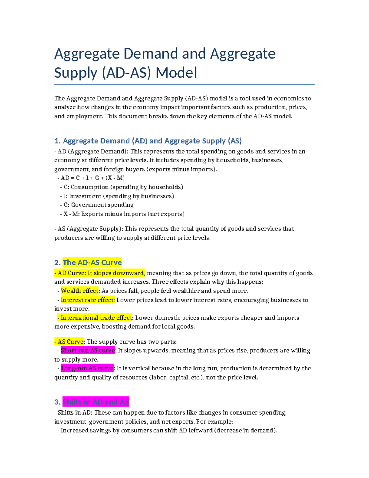 AD AS Model Notes - They contain an important information about AD and ...