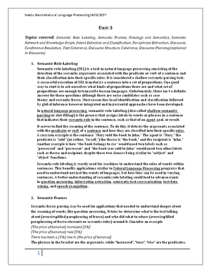 NLP Unit 2 notes - unit 2 detailed - Unit- 2 Topics covered: Syntax ...