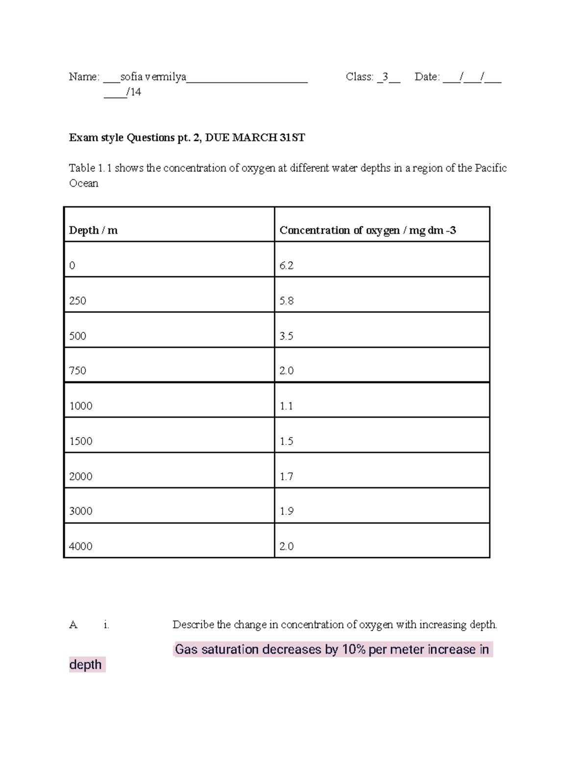 Unit 1 Practice Questions Part 2 - DUE March 31ST - Name: sofia vermilya ...