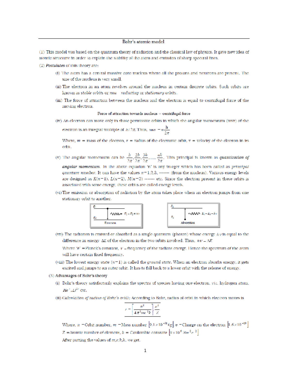 Bohr Model Handout 2023 - Analytical chemistry - Studocu
