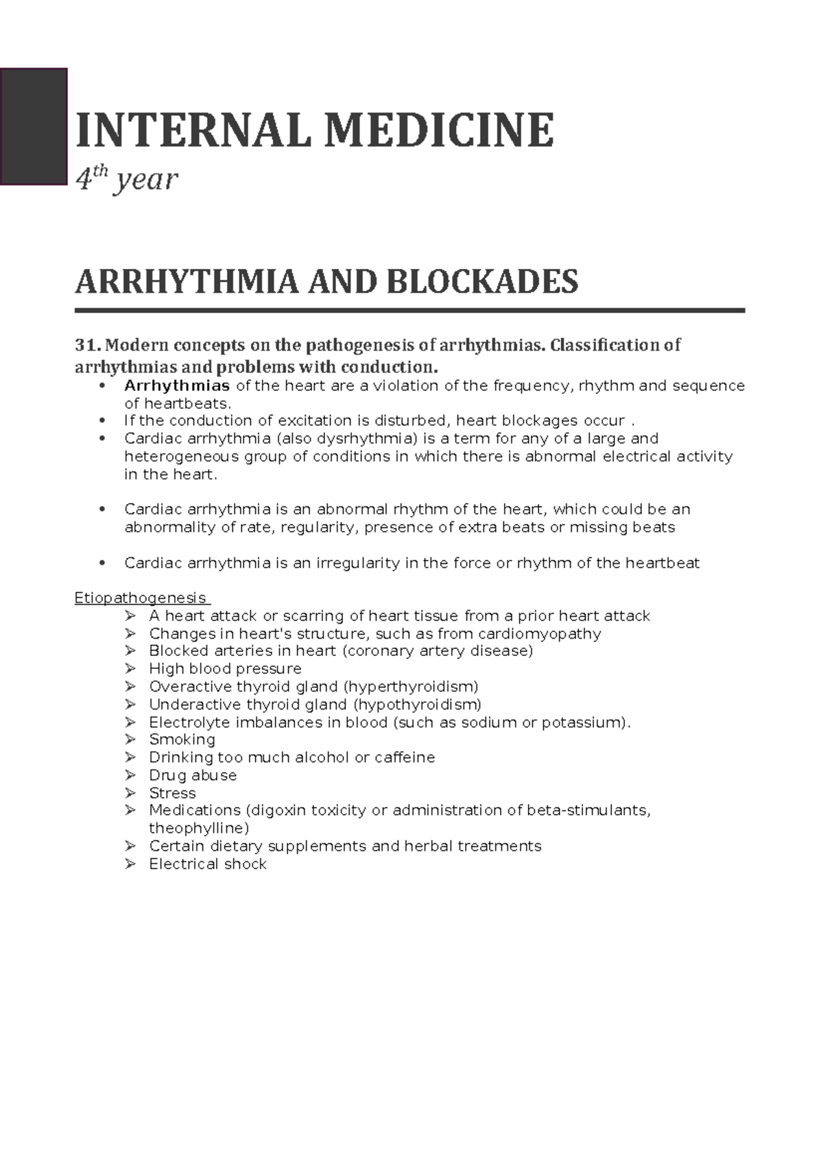 Internal part 2 - Lecture notes 2 - INTERNAL MEDICINE 4 th year ...