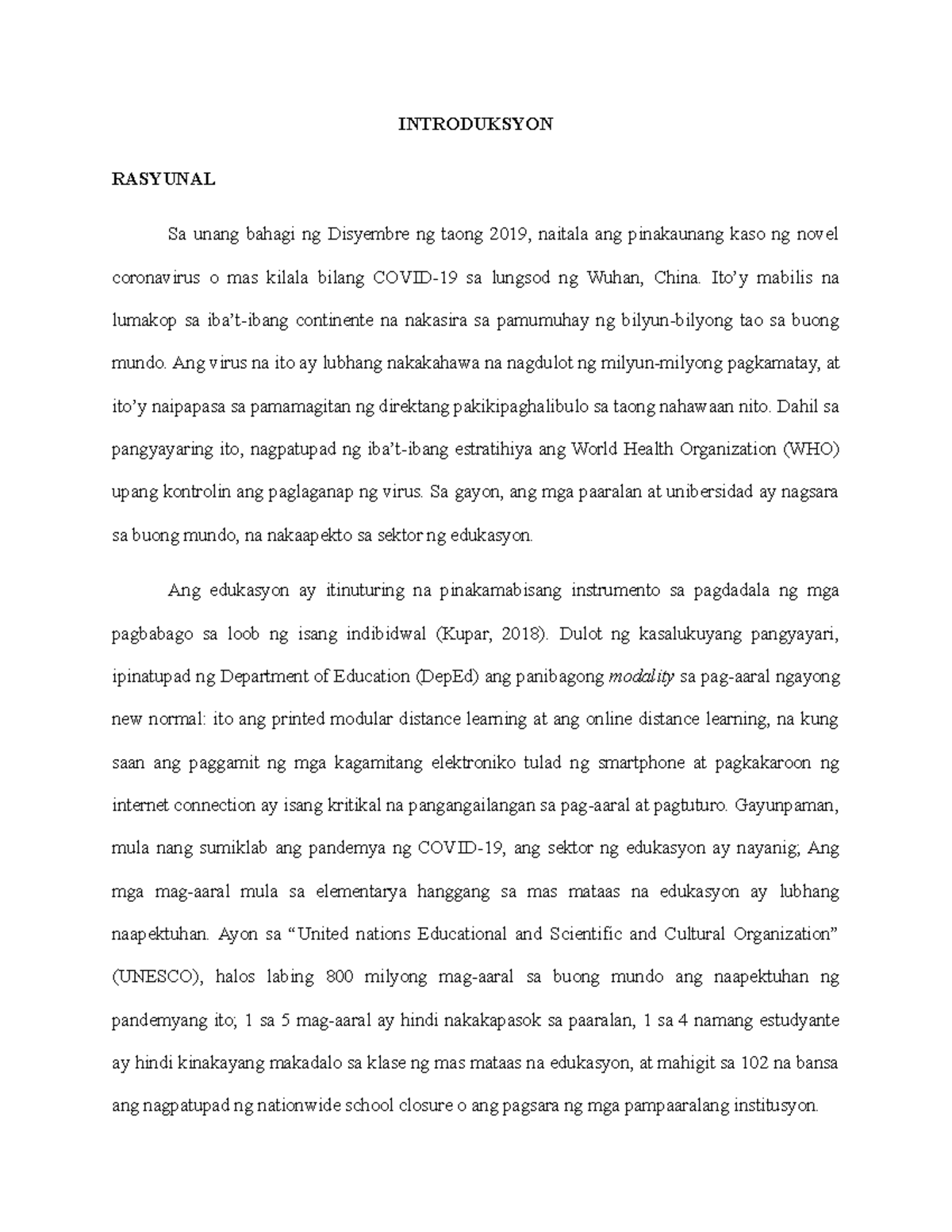 Intro Pagpag - fil acts and practice materials - INTRODUKSYON RASYUNAL ...