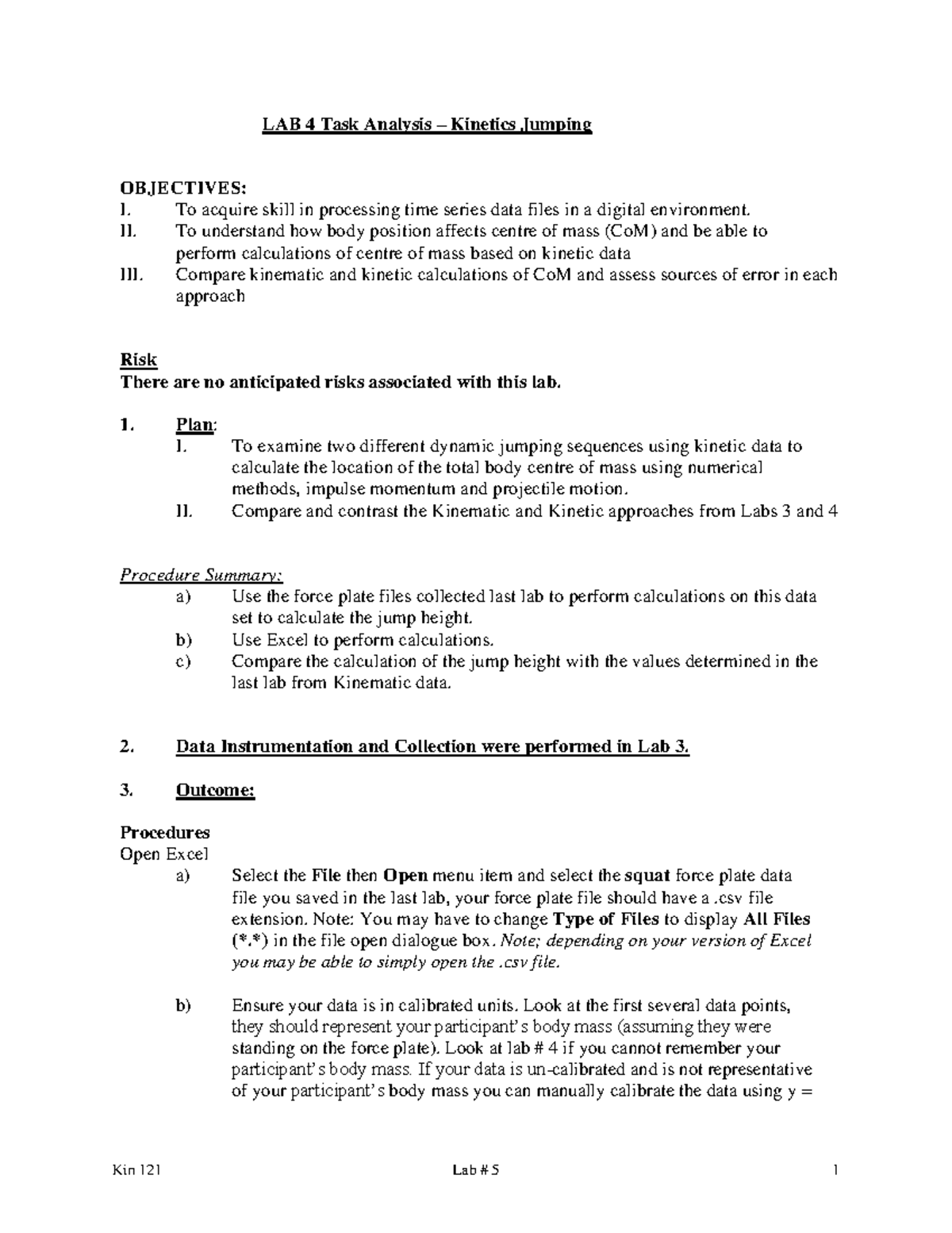 KIN121 Lab#4 Fall2021 - KIN 121L lab report 4 - LAB 4 Task Analysis ...