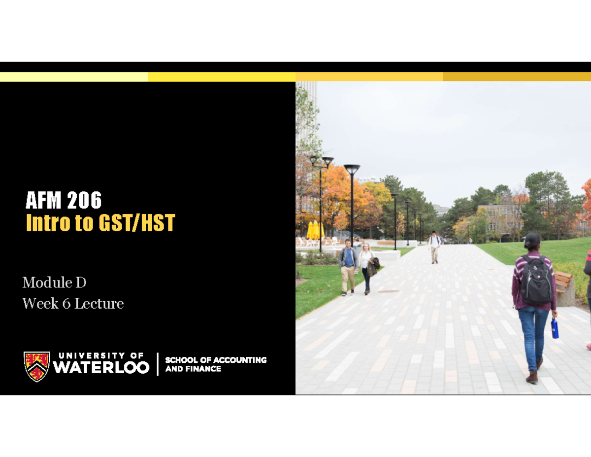 Lecture slides for Mod D wk 6 - AFM 208 - UWaterloo - Studocu