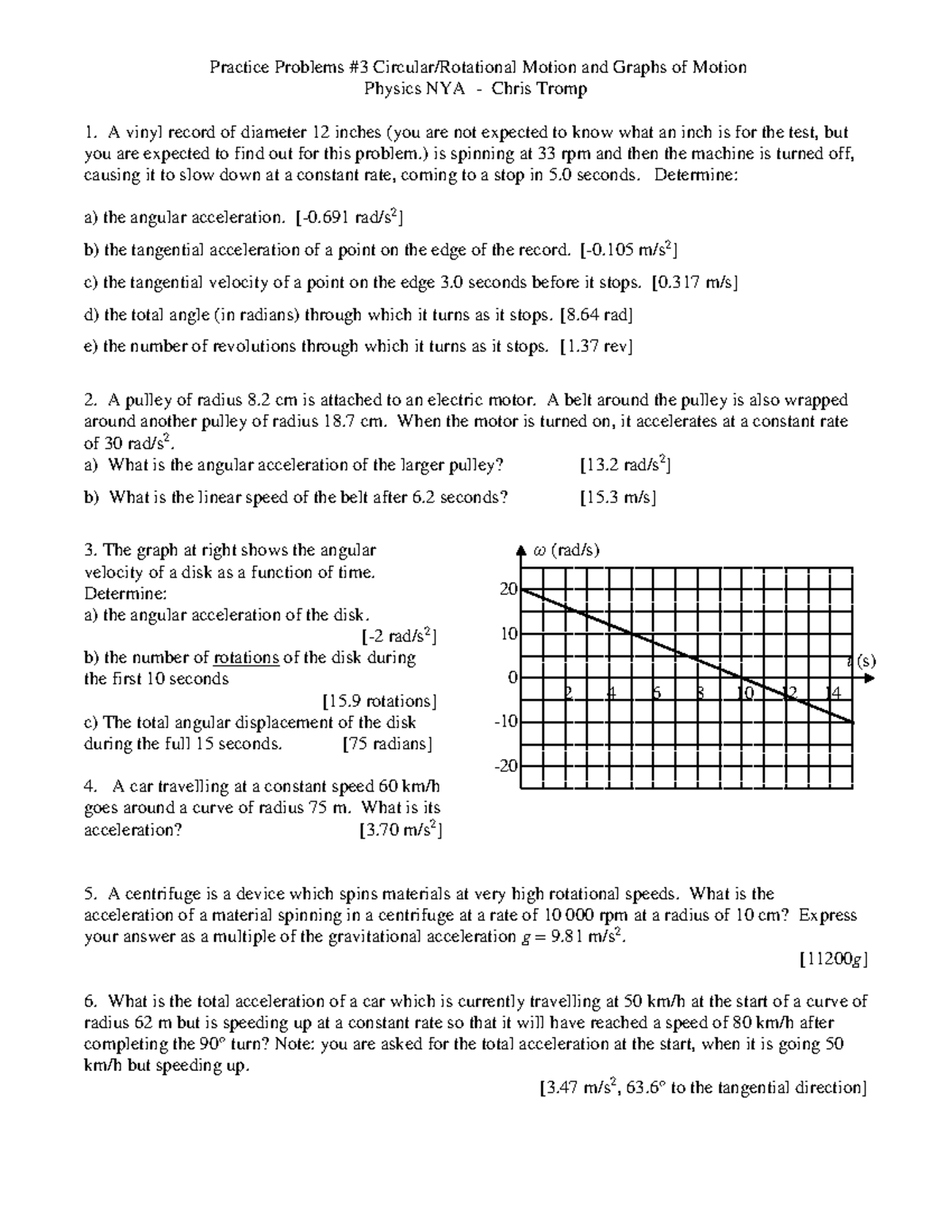 Practice Problems 2 Circular Motion - 203-NYA-05 - Studocu