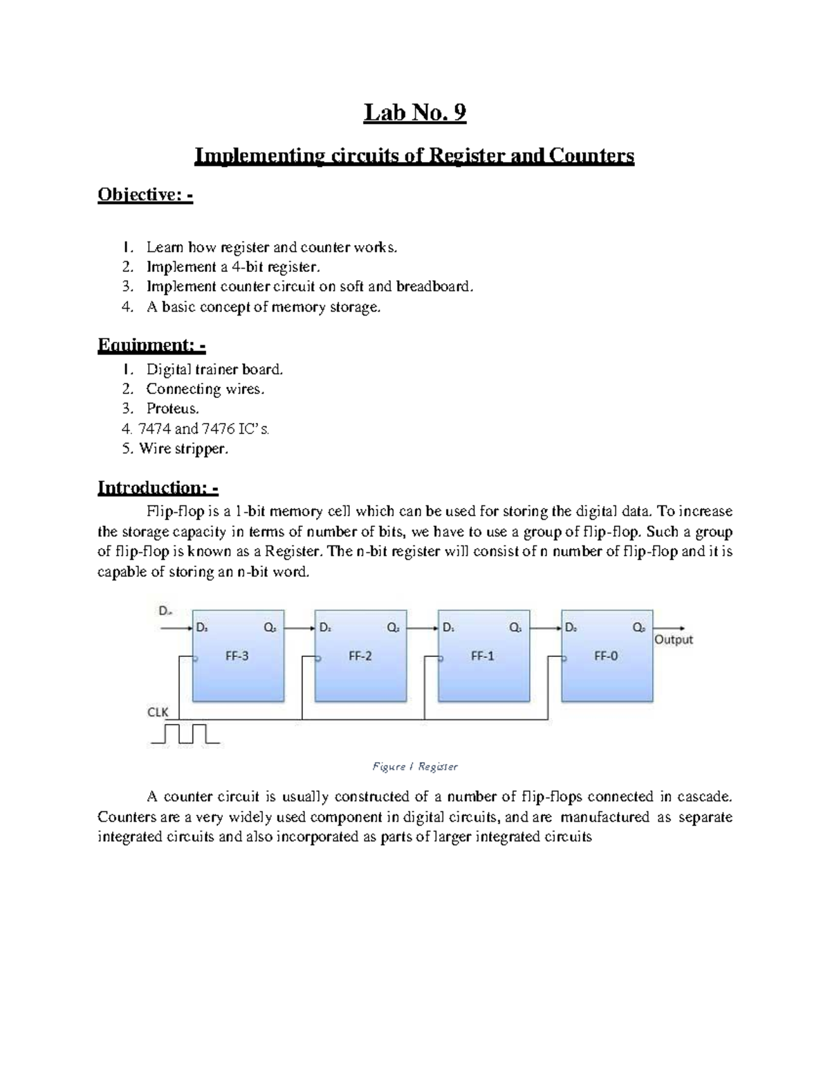 Lab No 10 - Objective: - Lab No. 9 Implementing circuits of Register ...