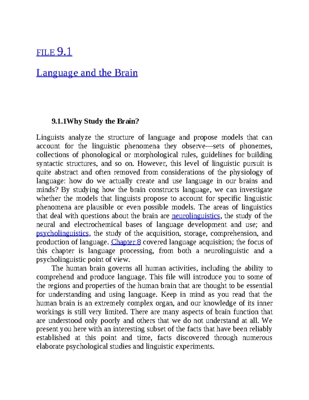 1. Language and the Brain - FILE 9. Language and the Brain 9.1 Study ...
