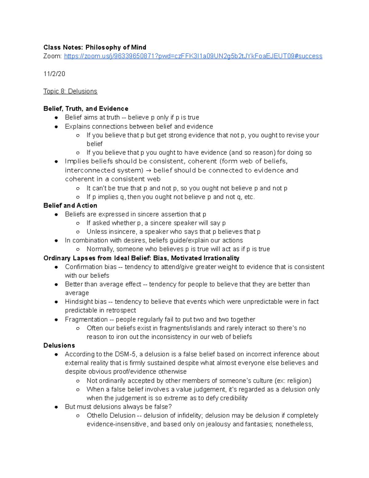 Class Notes Philosophy of Mind, part 2 - Class Notes: Philosophy of ...