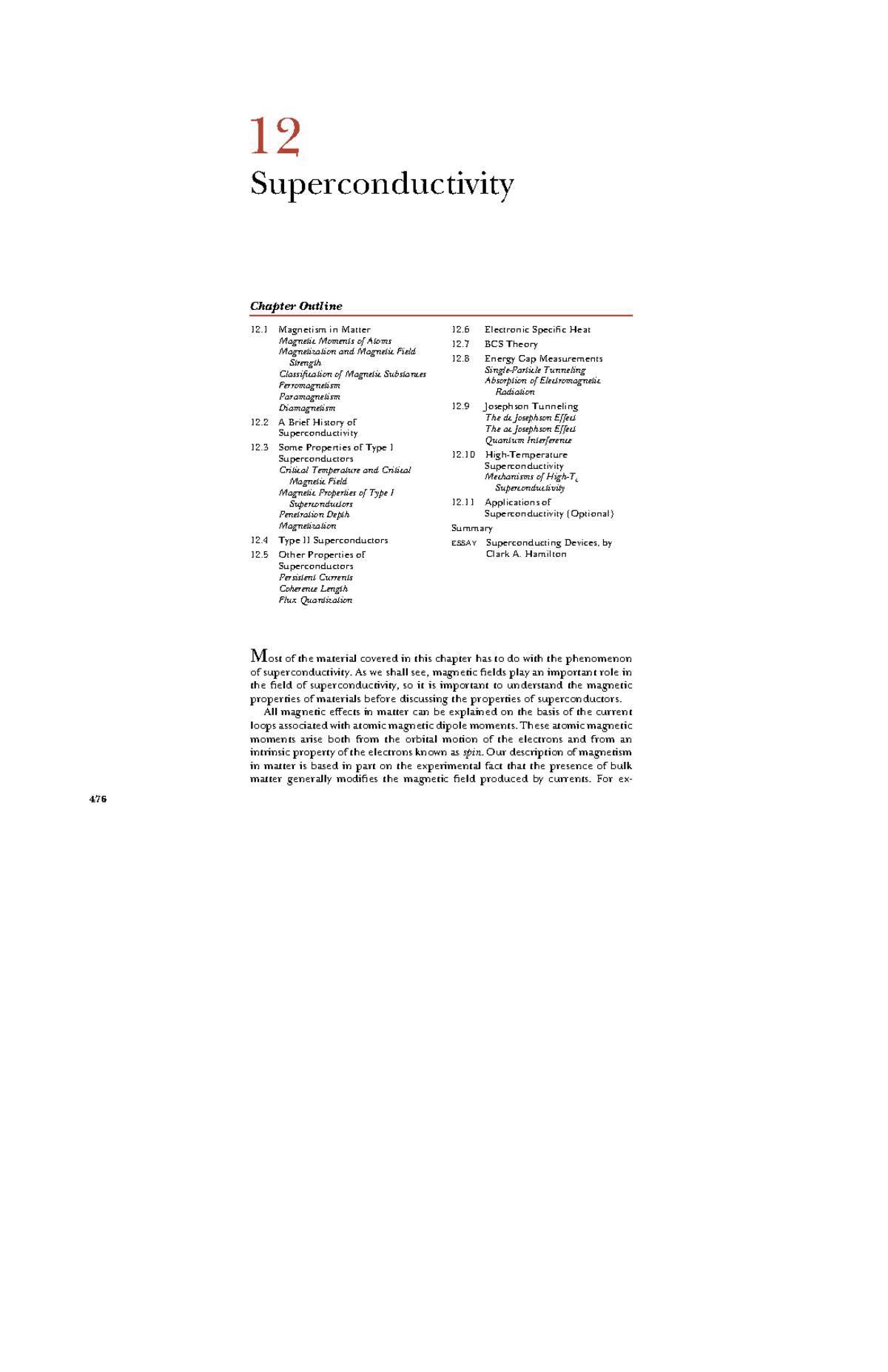 Serway Ch 12-Superconductivity - 12 Superconductivity Chapter Outline 12 Magnetism in Matter ...