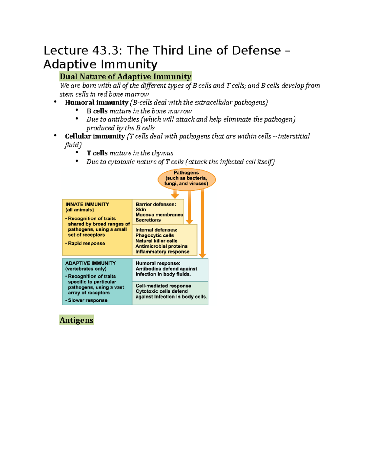 Chapter 43 part 3 - Lecture 43: The Third Line of Defense – Adaptive ...