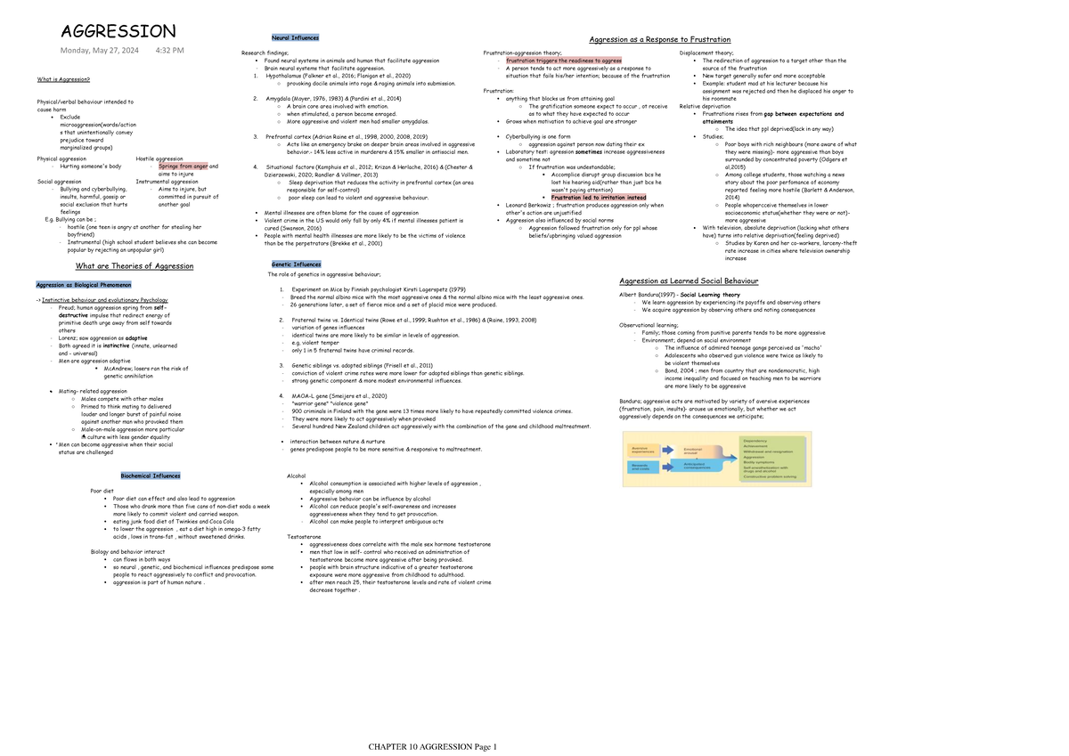 Chapter 10 Aggression - Summary Social Psychology - What is Aggression ... Chapter 10 Aggression - Summary Social Psychology - What is Aggression ...