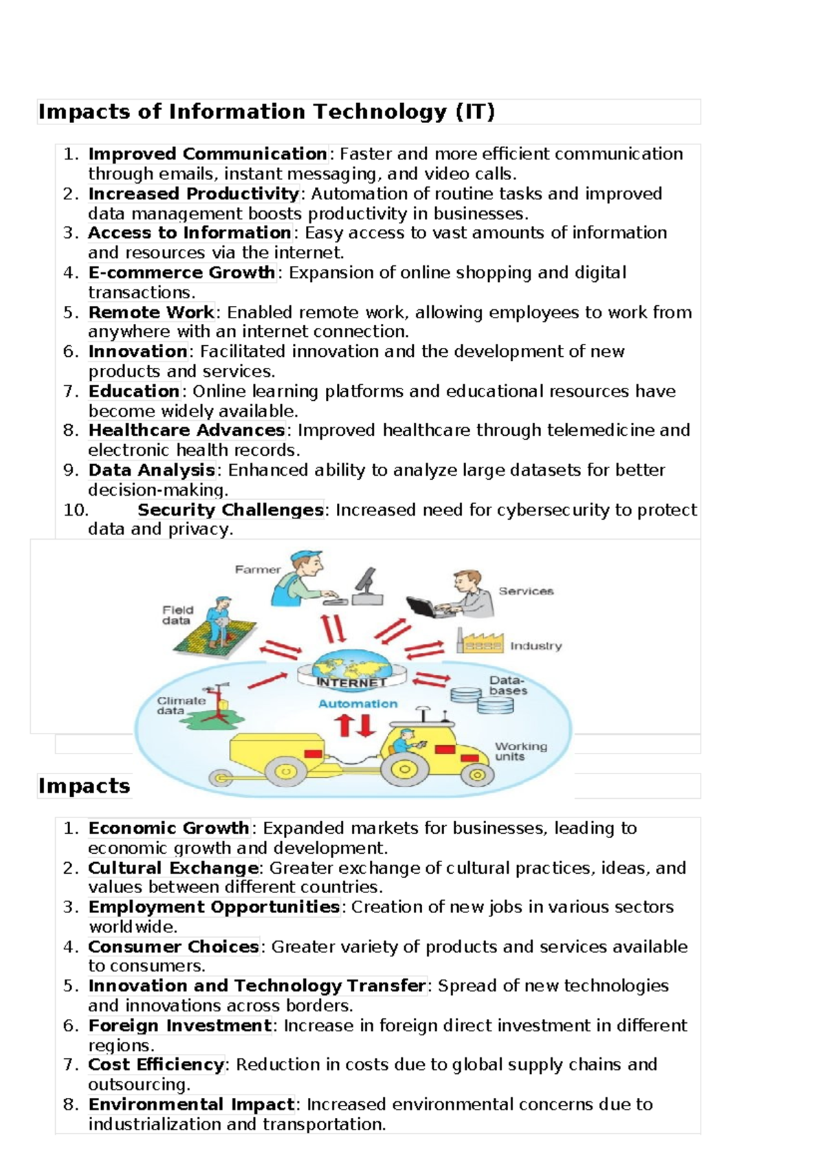 Impacts of IT, globalization - Impacts of Information Technology (IT ...
