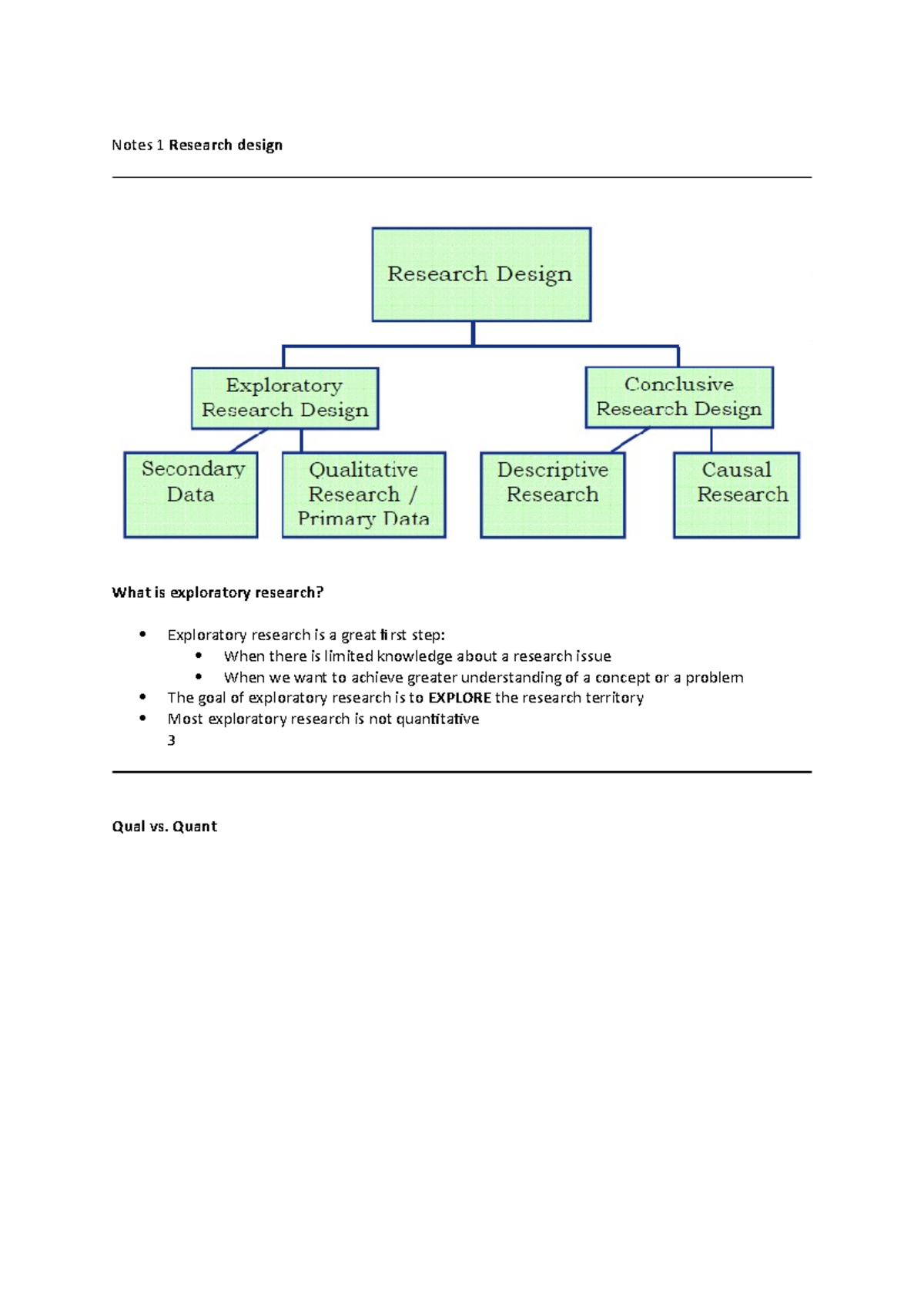 Notes 1 Research design - Notes 1 Research design What is exploratory ...