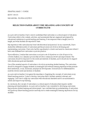 Reflection Paper About Curriculum Foundations - SHANTAL MAE C. CONDE ...