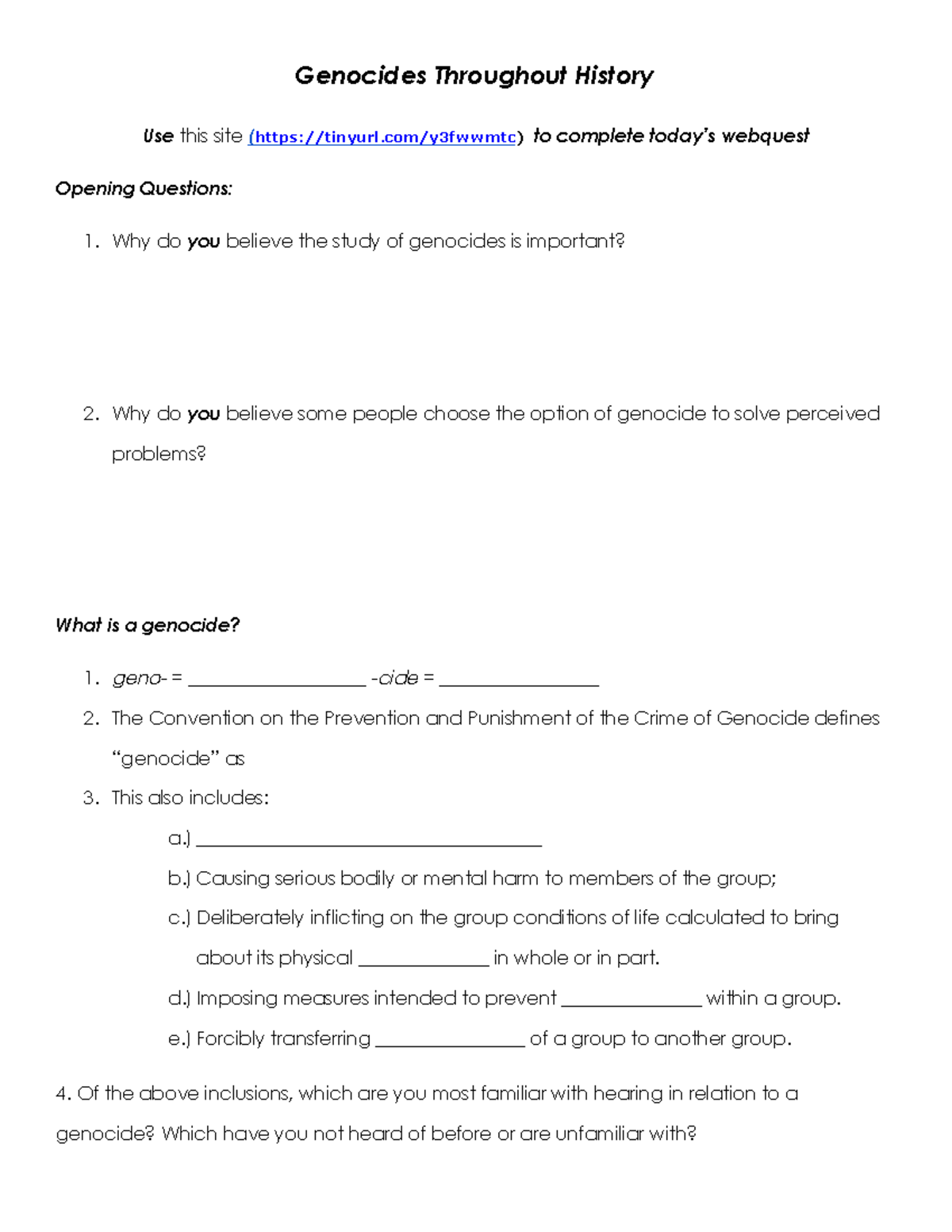 Genocides throughout History Webquest - Genocides Throughout History ...