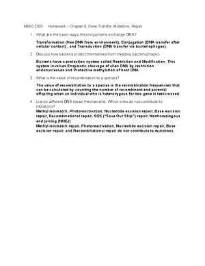 The Microbial Cell Homework chapter 3 - MBIO 2305 Homework – Chapter 3 ...