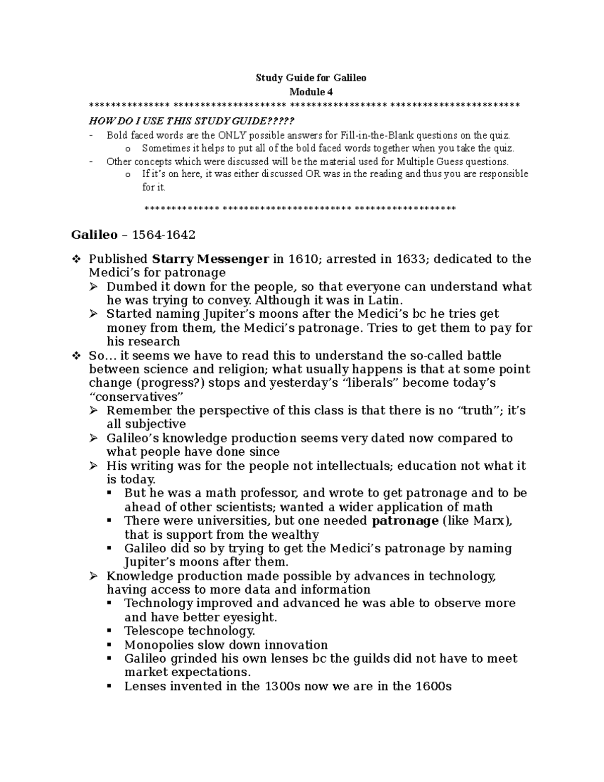 2022 Spring IH 2 Study Guide - Galileo - Study Guide for Galileo Module ...