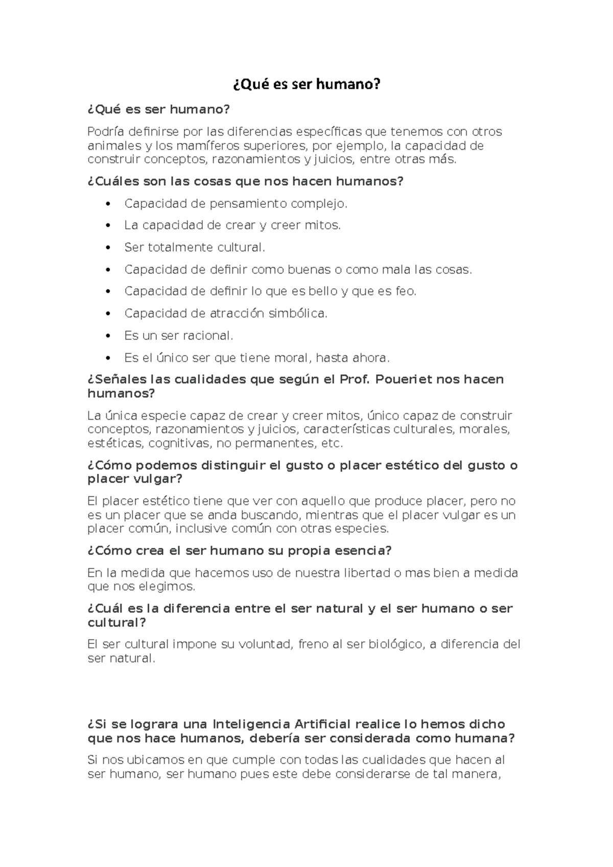 Qué es ser humano - ¿Qué es ser humano? ¿Qué es ser humano? Podría ...