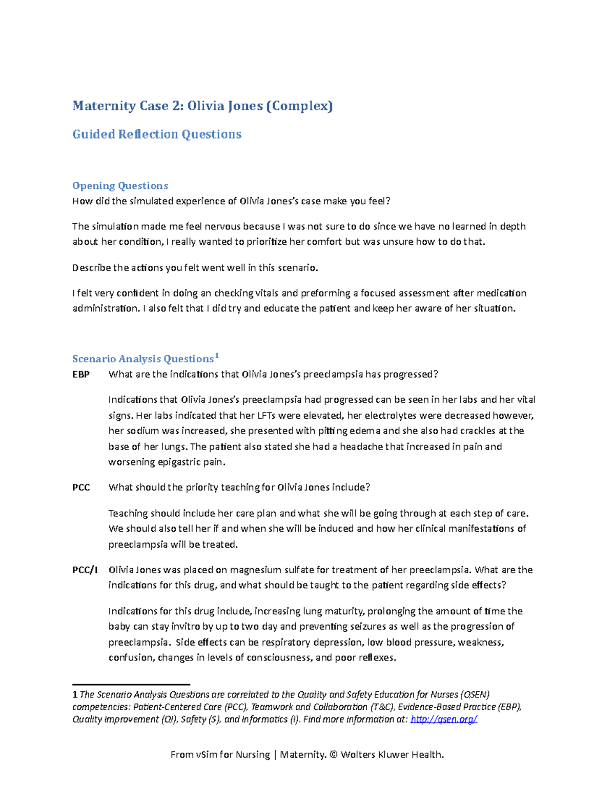 Maternity Case 02 Olivia Jones study - NUR110 - Jefferson - Studocu