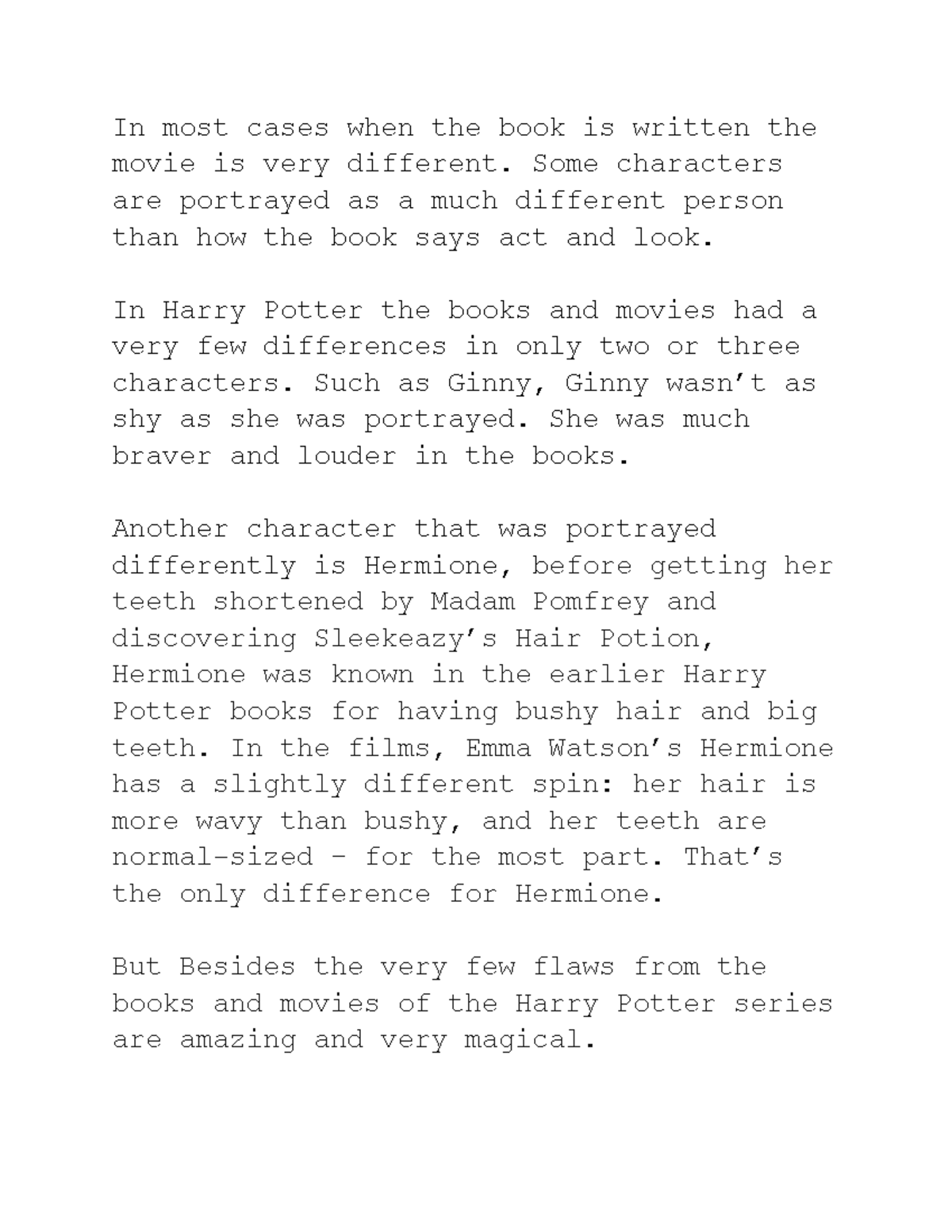 Compare Harry Potter Book vs Movies - Studocu