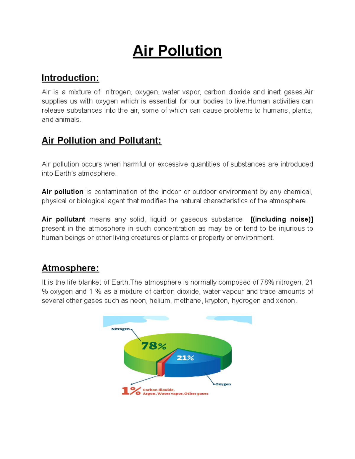 Air Pollution FS - Air Pollution Introduction: Air is a mixture of ...