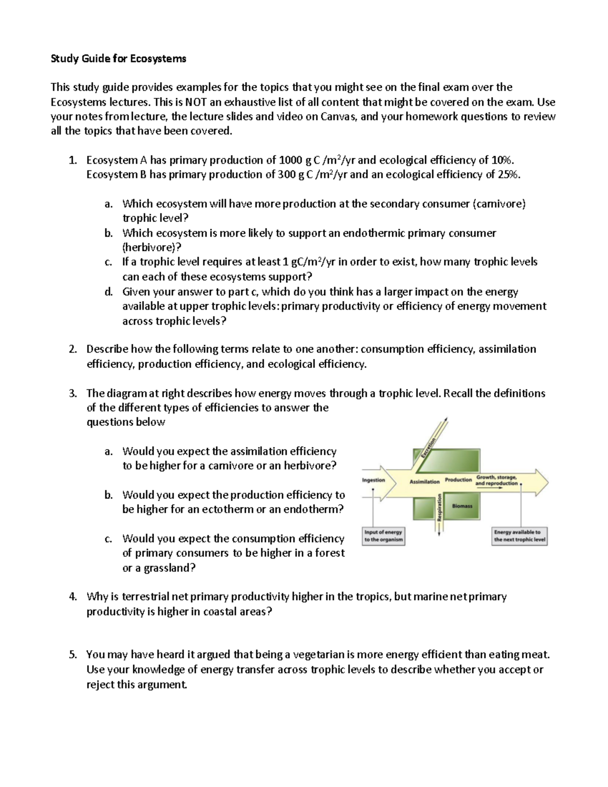 Study Guide 9 Ecosystems - Study Guide for Ecosystems This study guide ...
