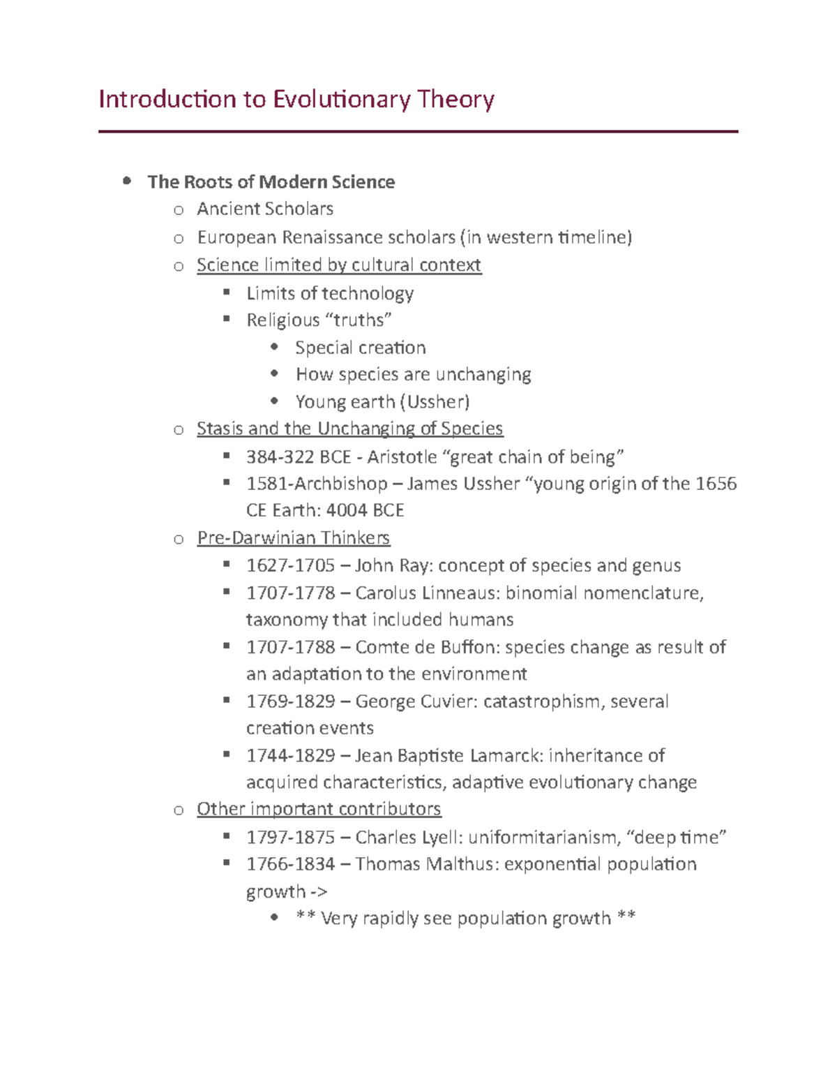 Introduction to Evolutionary Theory - ) Wallace o 2 main contributions ...