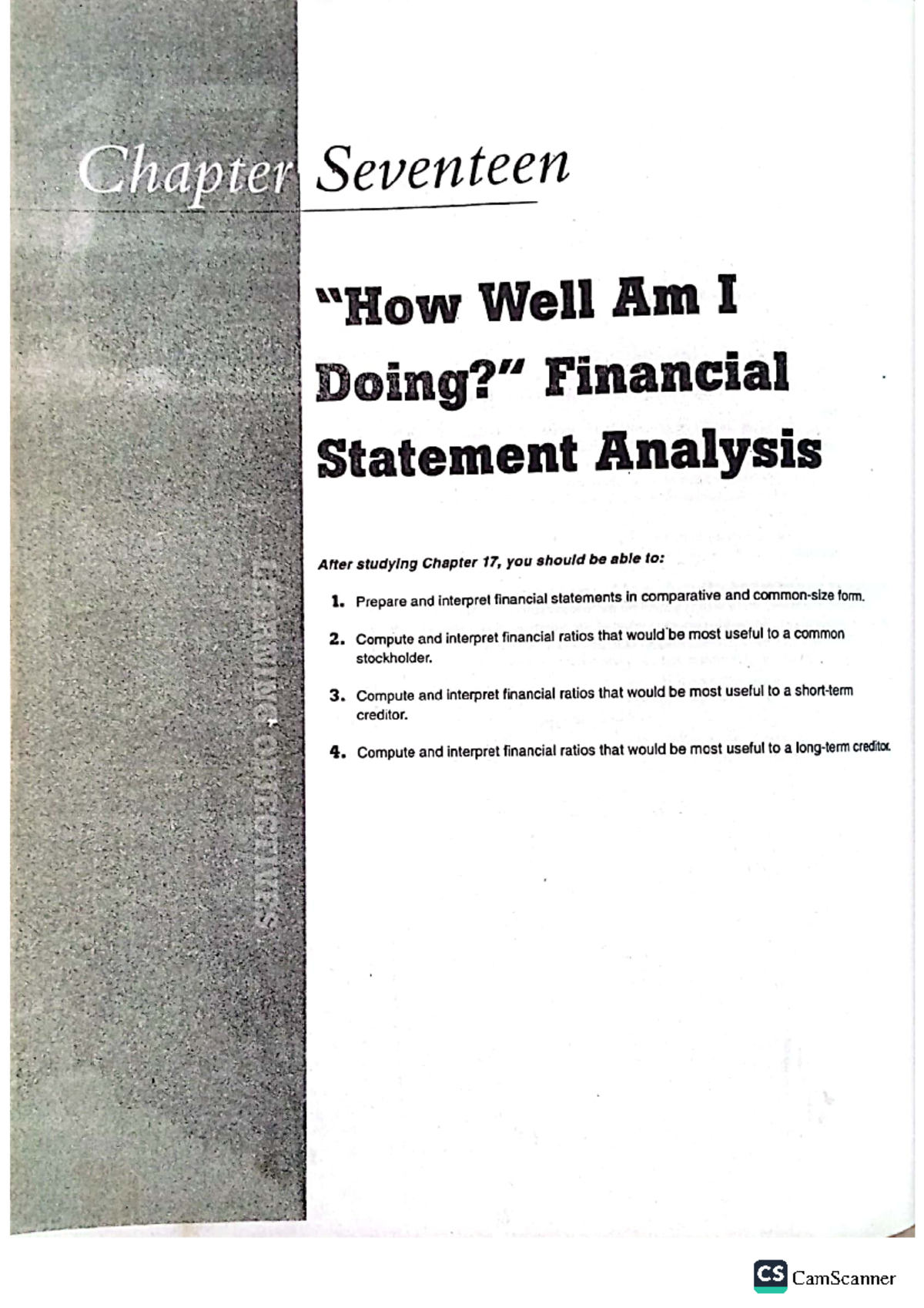 Fs-analysis-1 - finance - pter Seventeen Well Am I Financial Statement ...