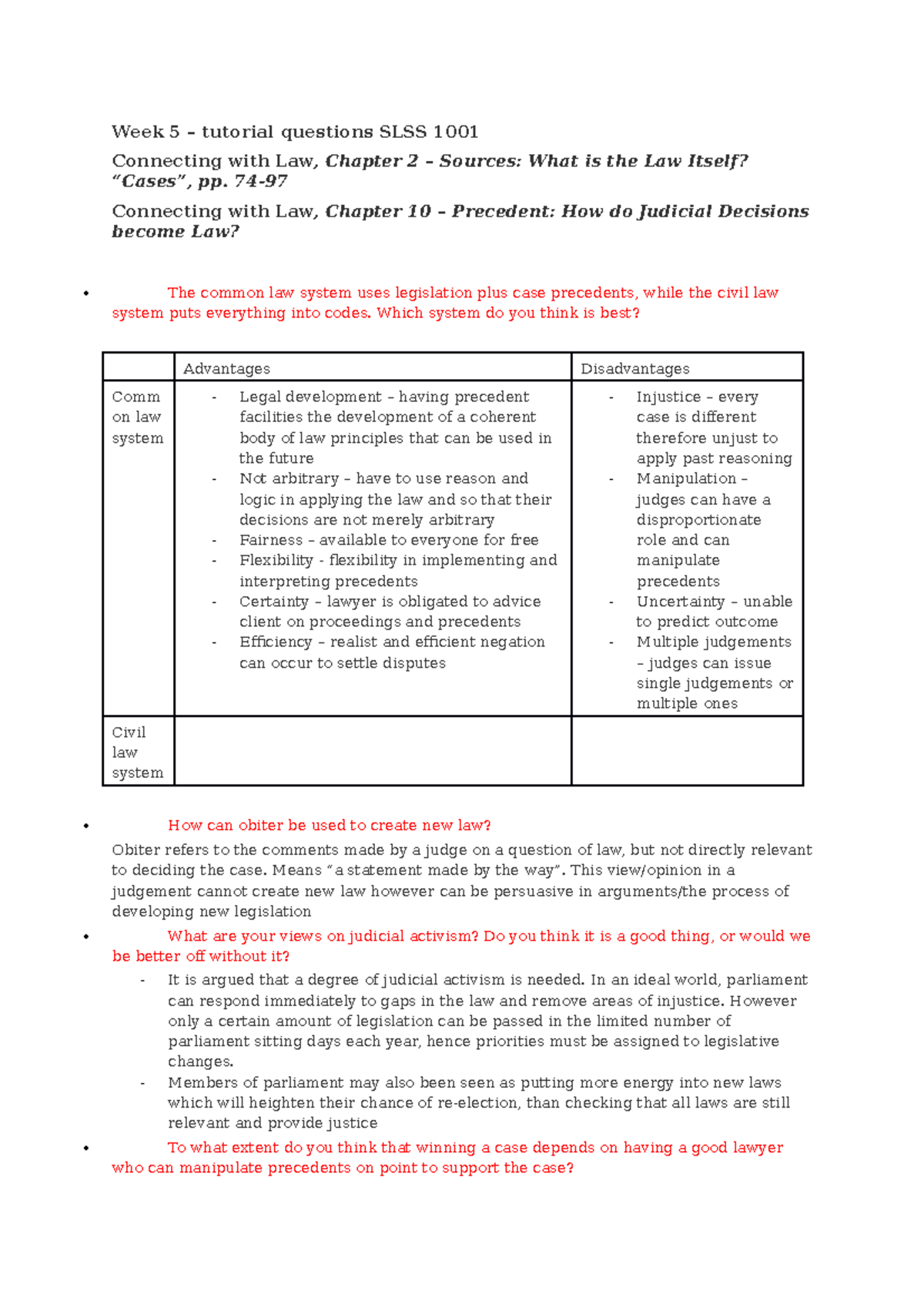 Week 5 – tutorial questions and answers - Week 5 – tutorial questions SLSS 1001 Connecting with ...