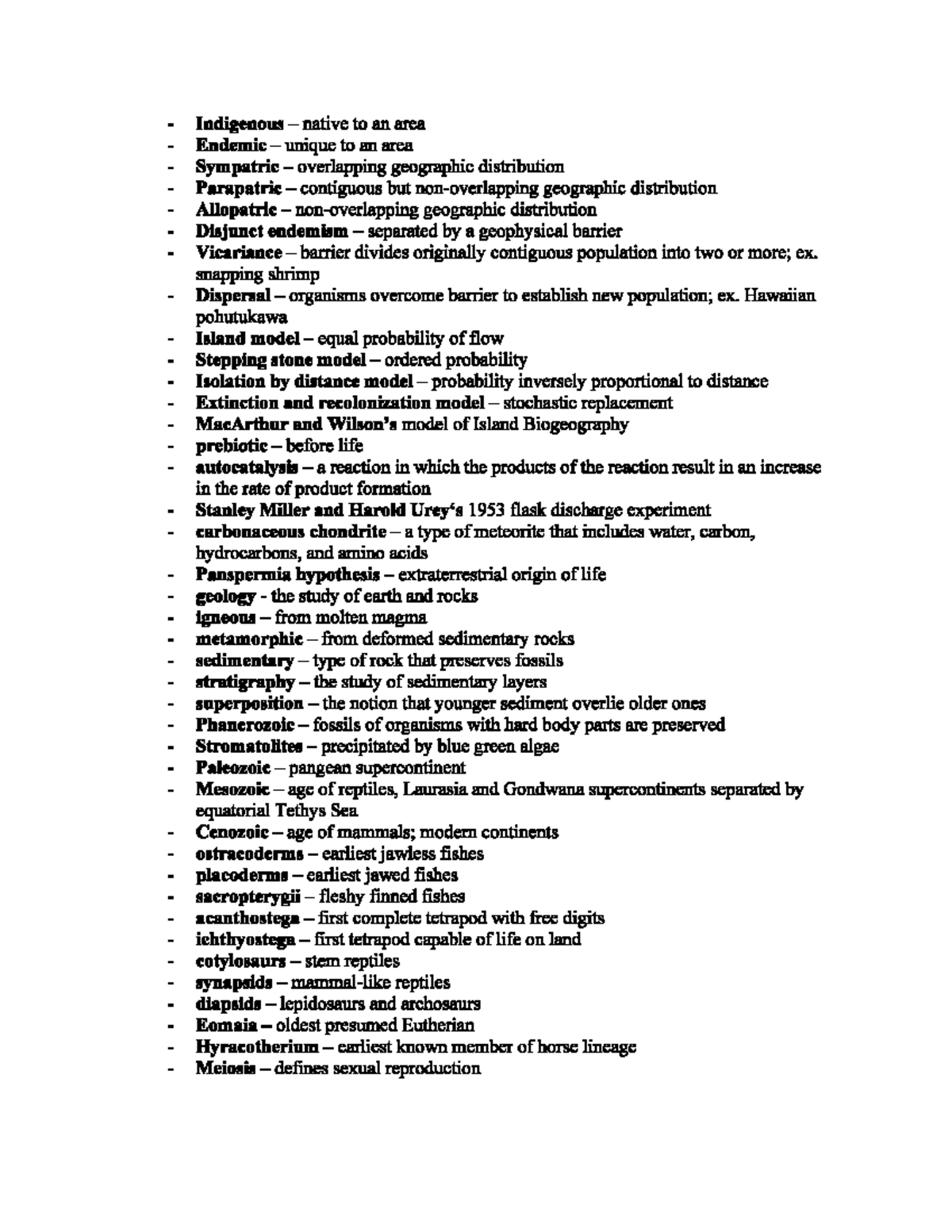 Evolution Key Terms 4 - BIOL 467 - Studocu