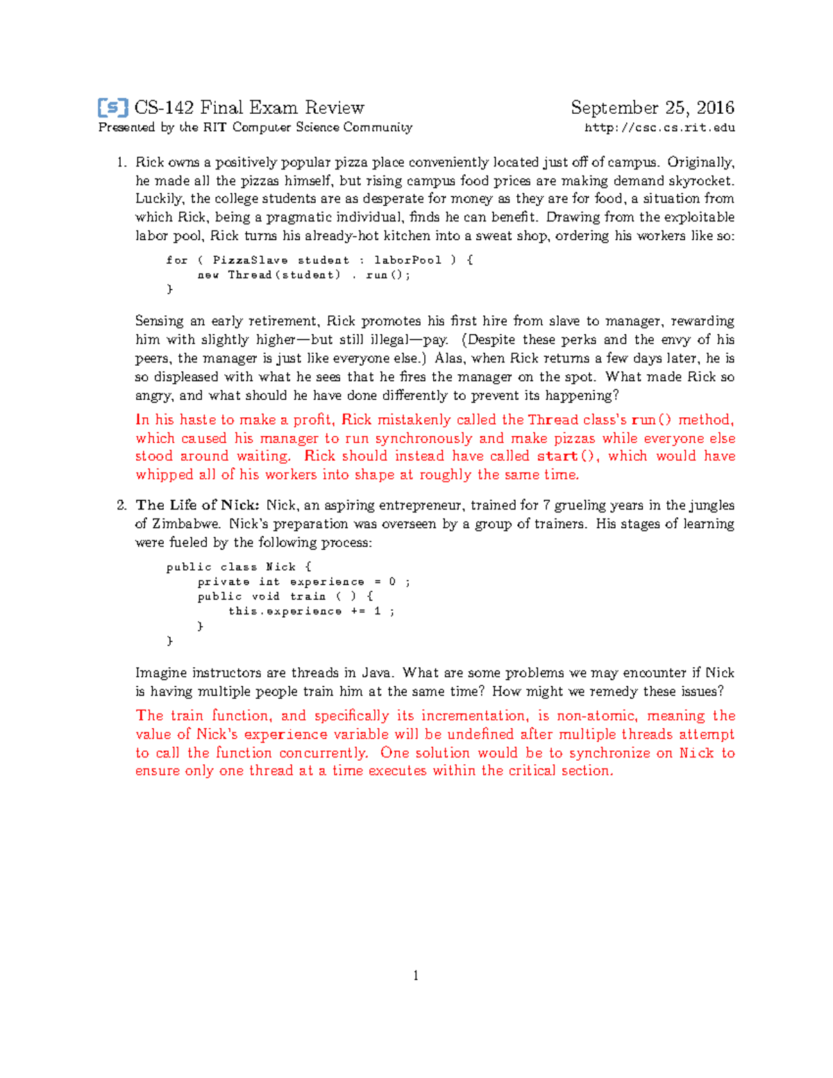 Cs final answers - Summary Computer Science 2 - Final Exam Review ...