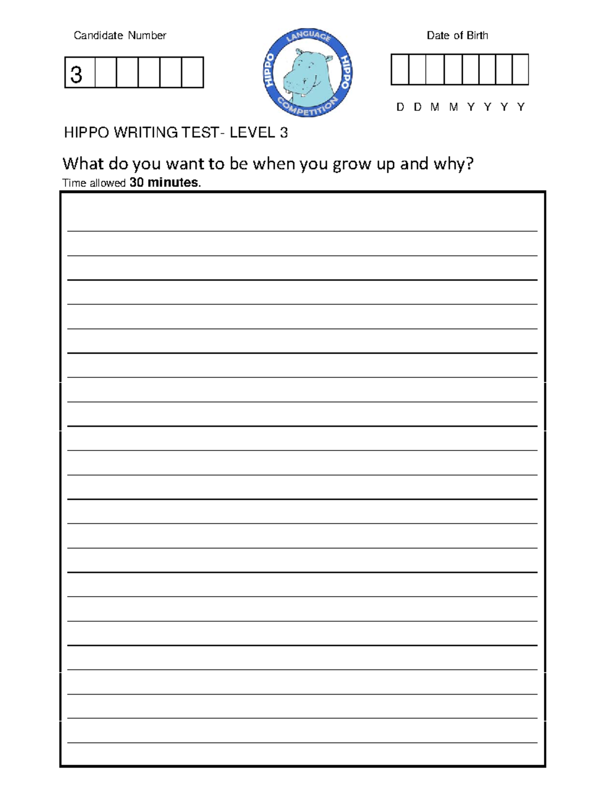 Hippo 3 Writing 2015 - thses - Candidate Number Date of Birth HIPPO ...