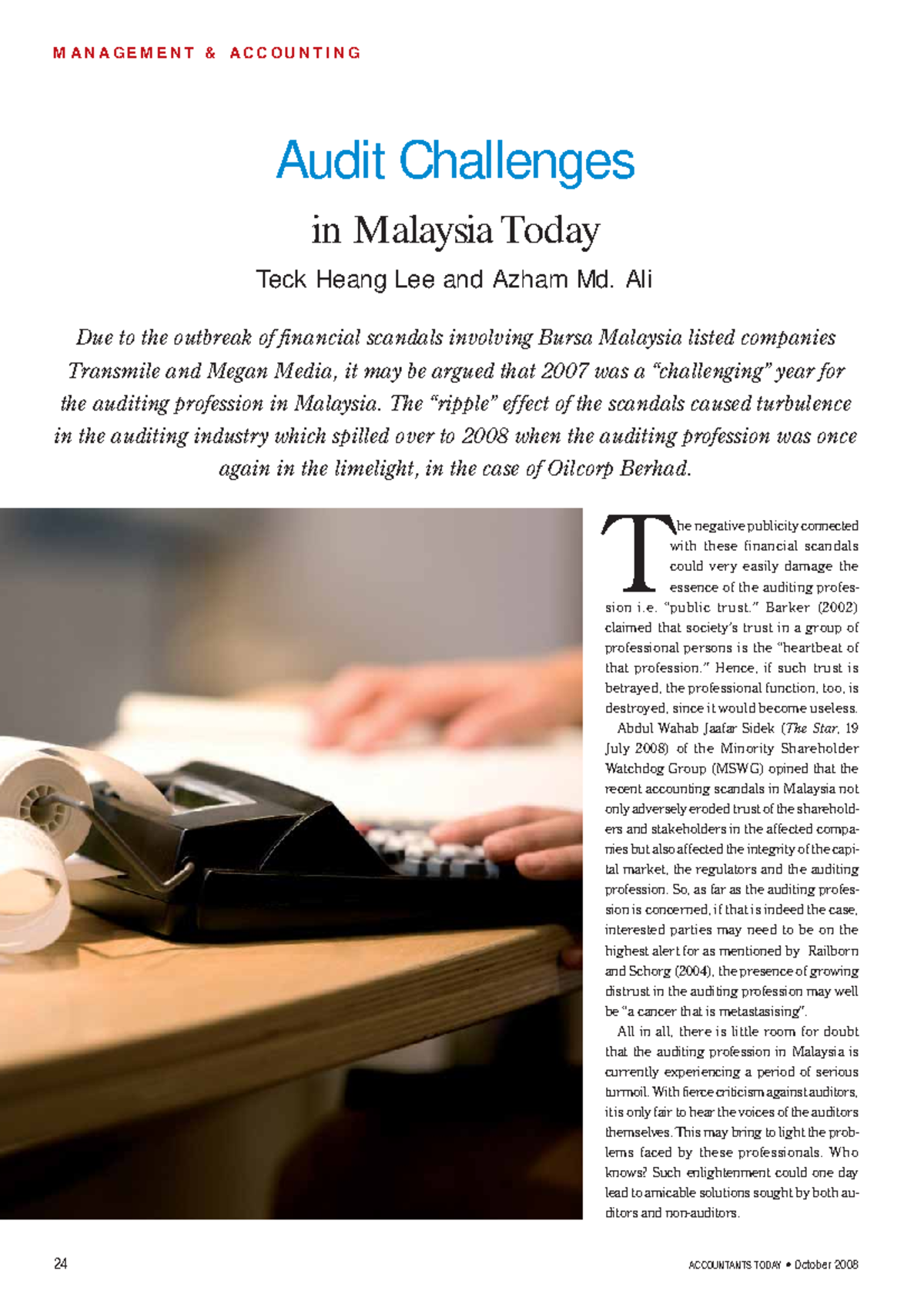 Audit challenges in malaysia - ####### 24 ACCOUNTANTS TODAY • October ...