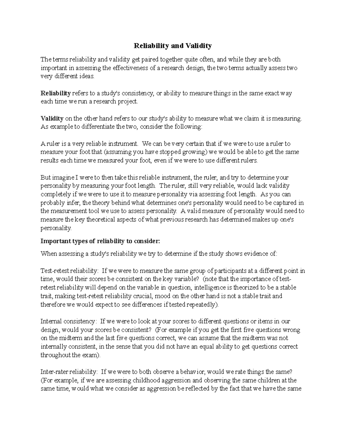 Reliability and Validity-1 - Reliability and Validity The terms ...