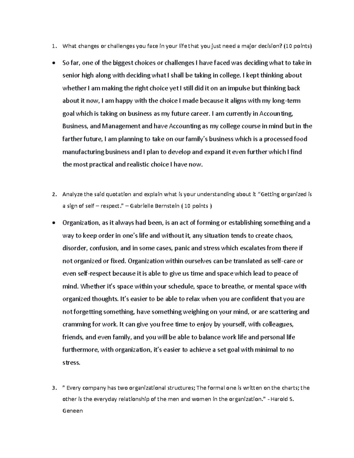 Q3 Org point of reflection - What changes or challenges you face in ...