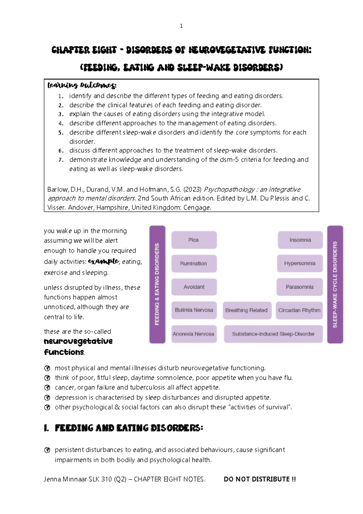 Chapter 8 Exam Material - Chapter eight – disorders of neurovegetative ...