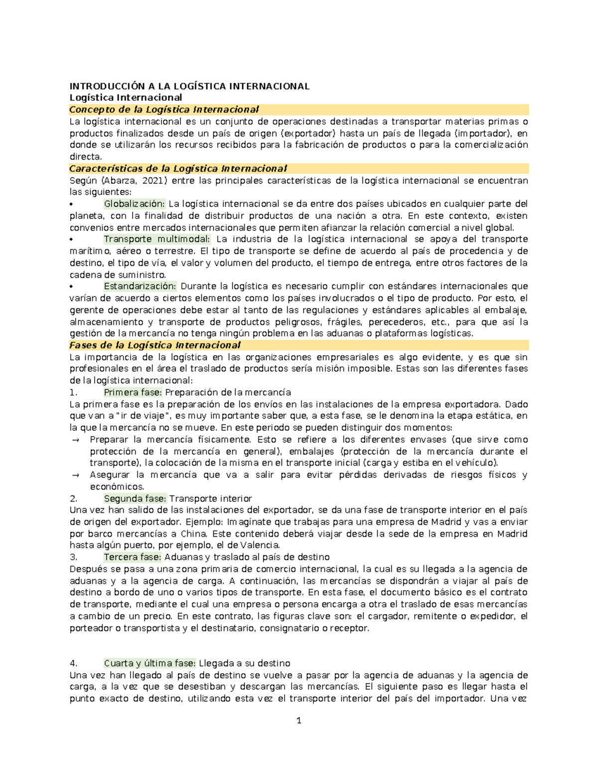 G1. Logística Internacional. DFI. NIT-1 - copia - INTRODUCCIÓN A LA ...