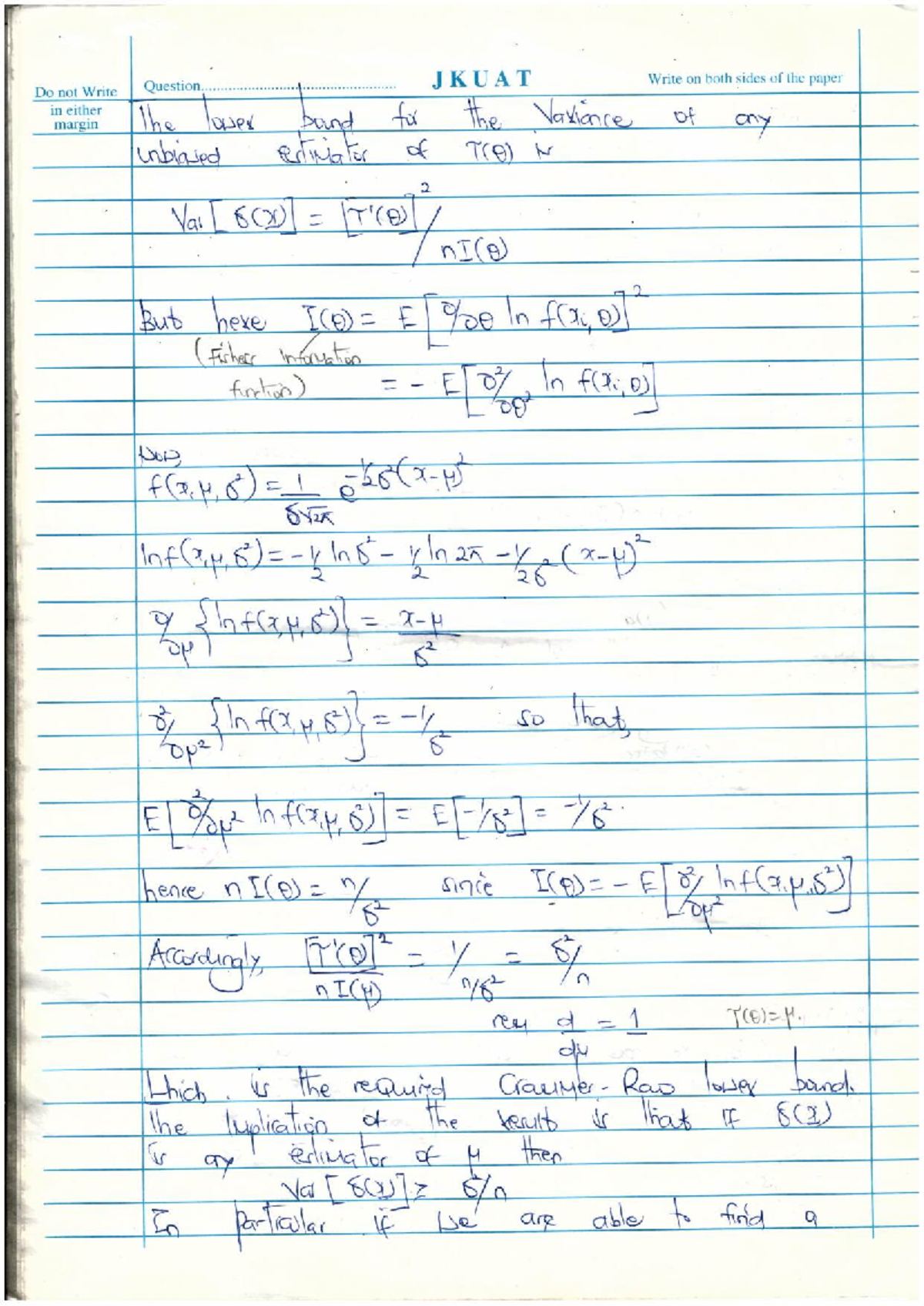 Binder 2 - Notes - Question JKUAT Write on both sides of the paper Do ...