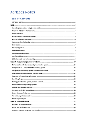 ACFI 1002 Cheat Sheet - ACFI1002 - Week 1: Week 2: Week 3: Week 4: Week ...