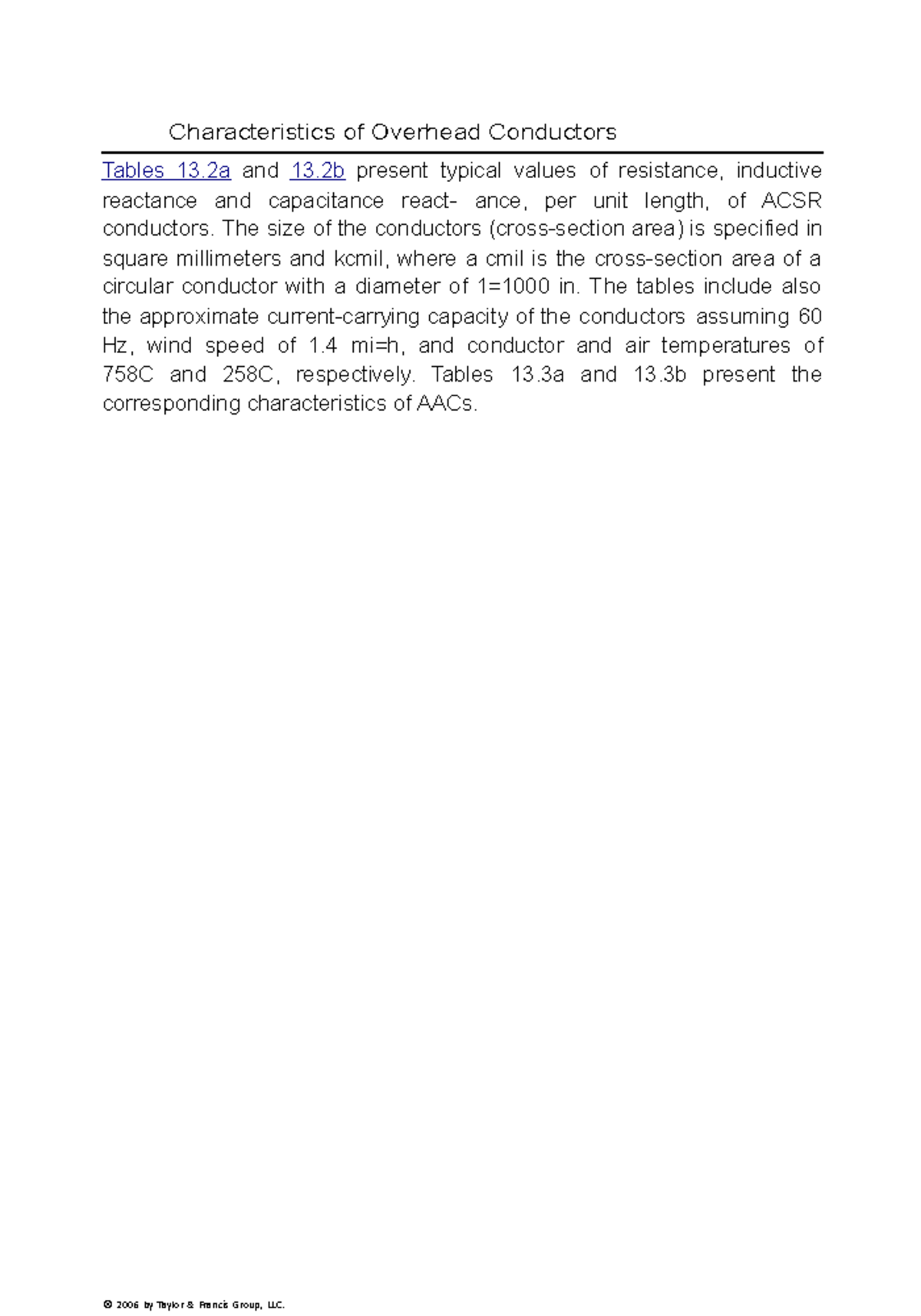 Characteristics of Overhead Conductors - The size of the conductors ...
