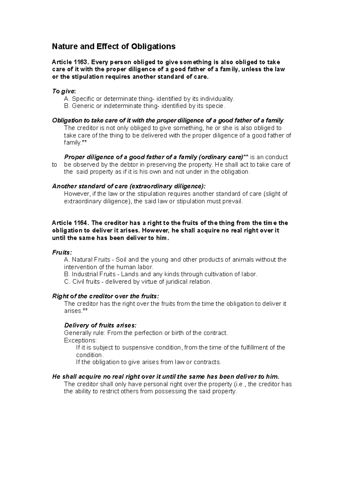 Nature and Effect of Obligations - Nature and Effect of Obligations ...