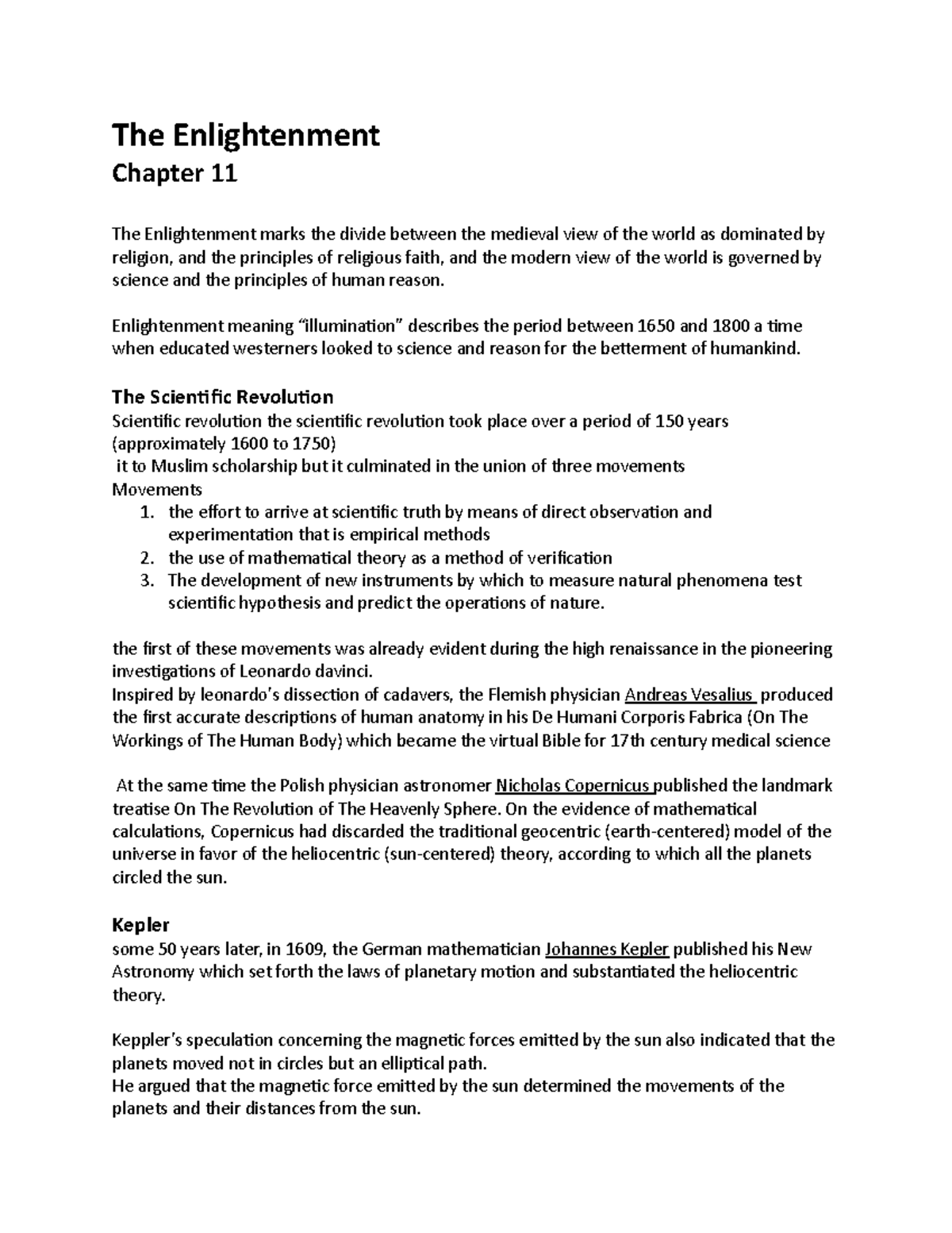 The Enlightenment - Lecture notes Chapter 11 - The Enlightenment ...