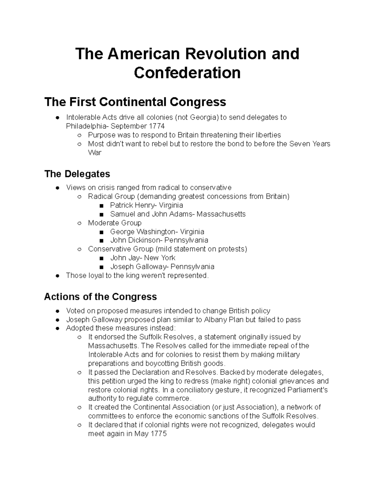 Chapter 5 Outline - Summary History Of The United States To 1876. - The ...