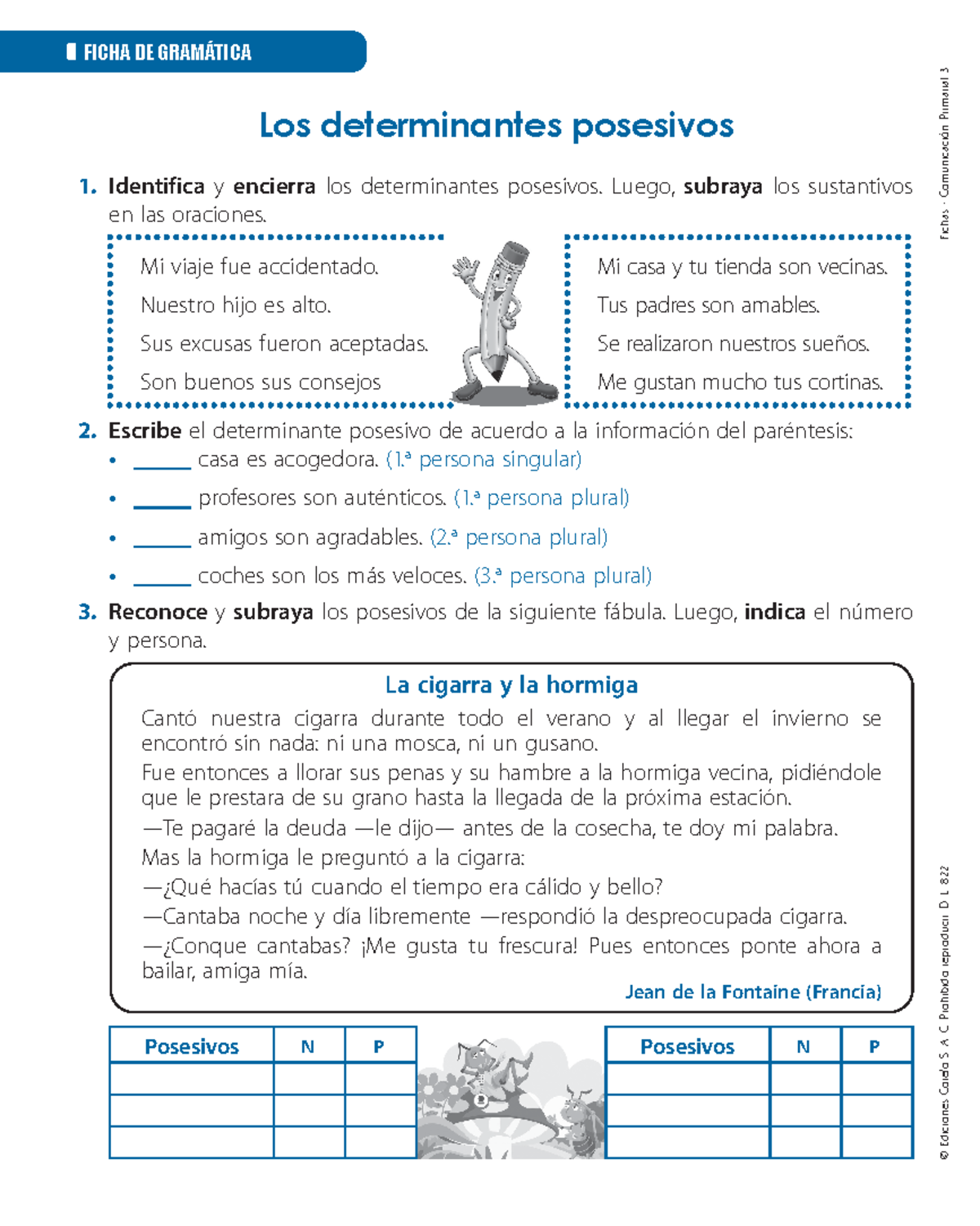 FA Los determinantes posesivos - Fichas - Comunicación Primarial 3 ...