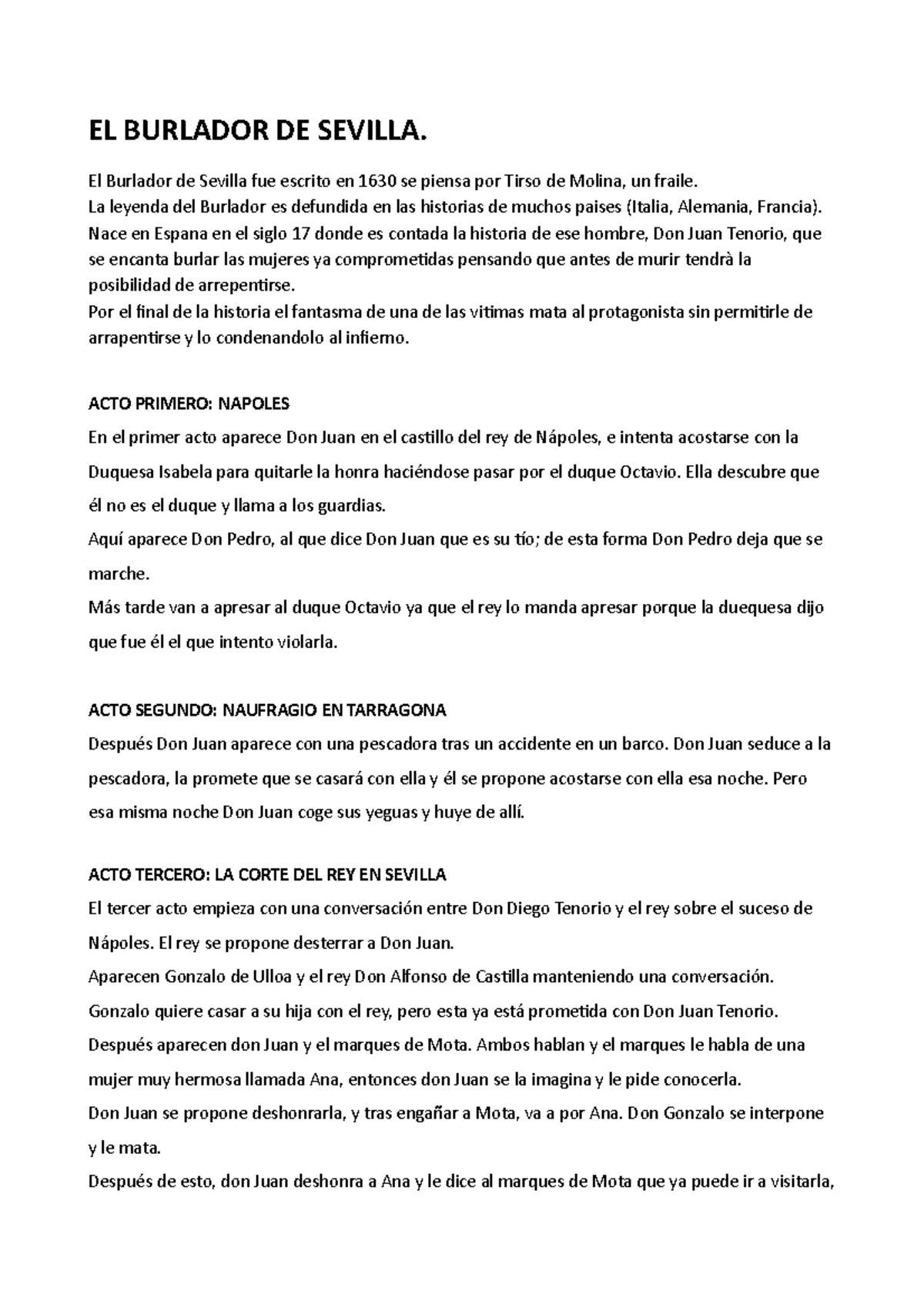 El Burlador de Sevilla - EL BURLADOR DE SEVILLA. El Burlador de Sevilla ...