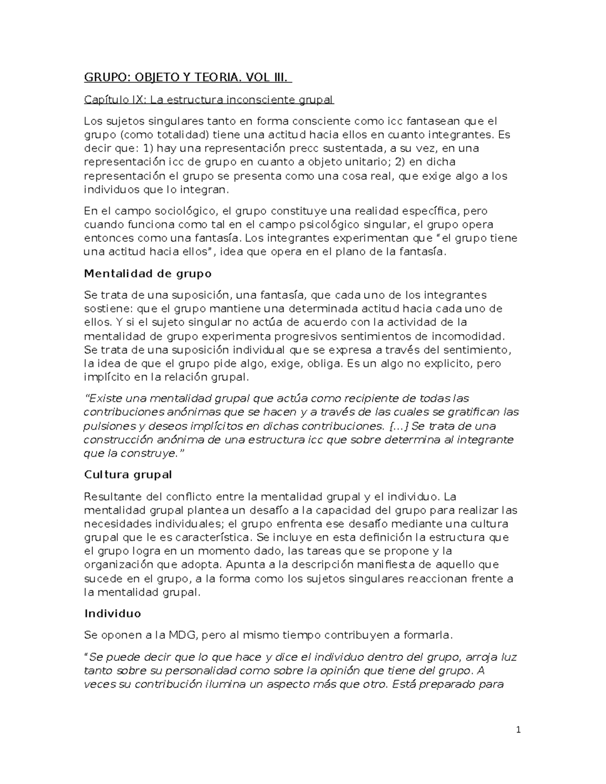 Grupo Objeto Y Teoria. VOL III resumido - GRUPO: OBJETO Y TEORIA. VOL ...