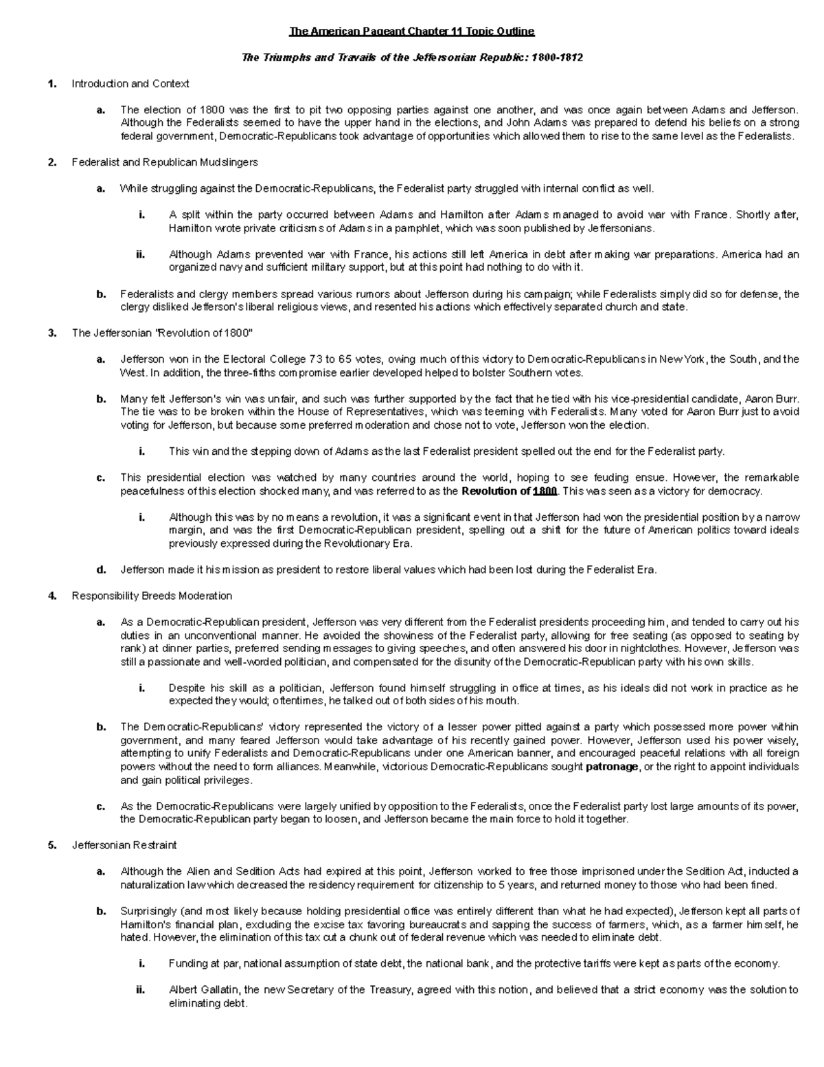 Apush Chapter 11 Topic Outline - The American Pageant Chapter 11 Topic ...